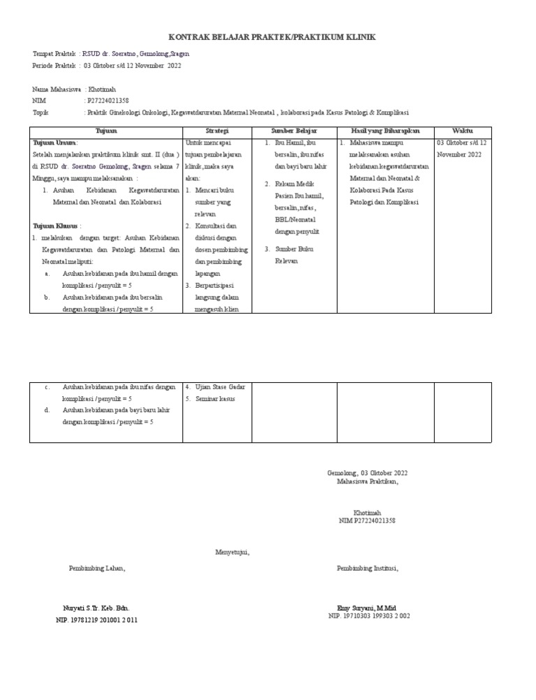 Kontrak Belajar Praktek Gadar | PDF | Pengembangan Diri | Sains ...