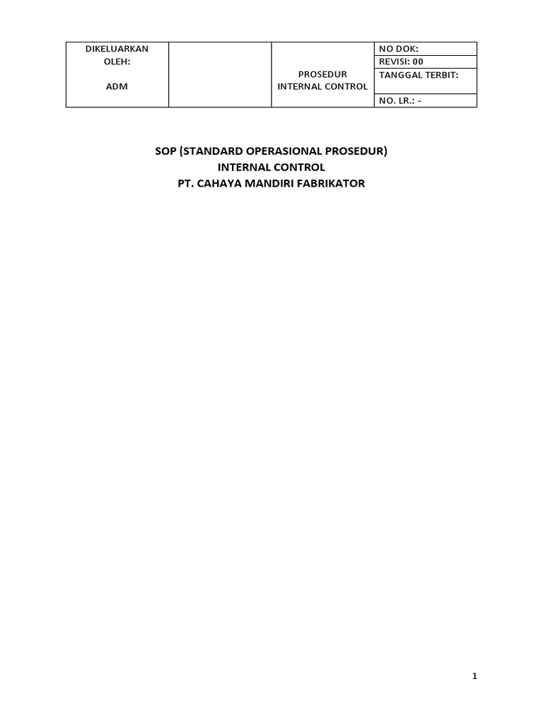 Sop Internal Control | PDF