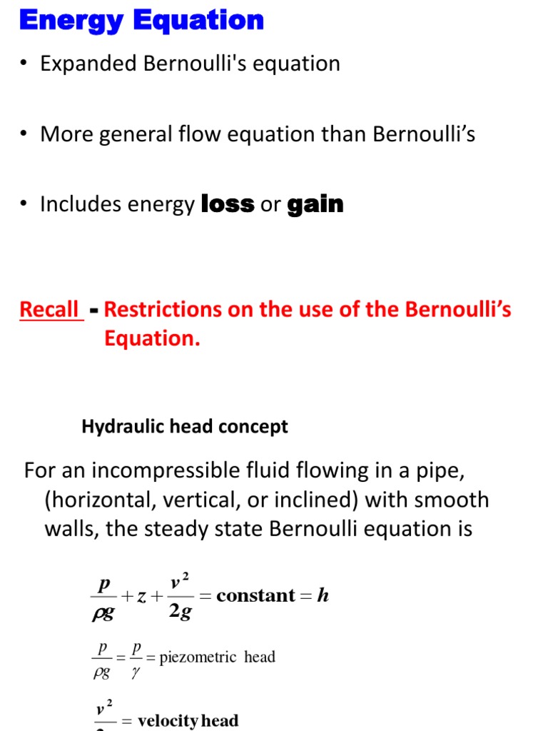 Energy Conservation - Bernoulli's Equation | Download Free PDF | Pump ...