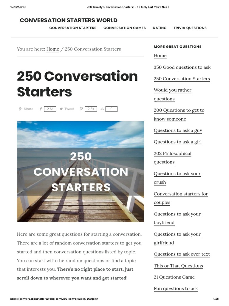 Conversation Starters World | PDF