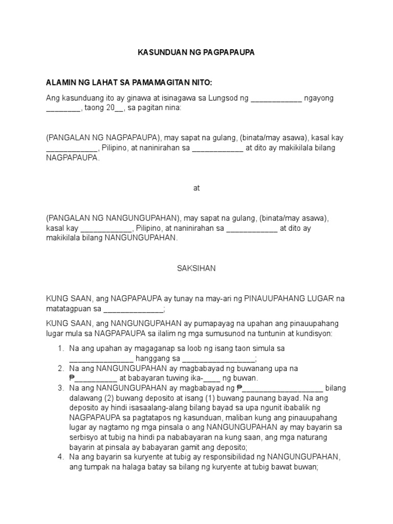 Kasunduan NG Pagpapaupa | PDF