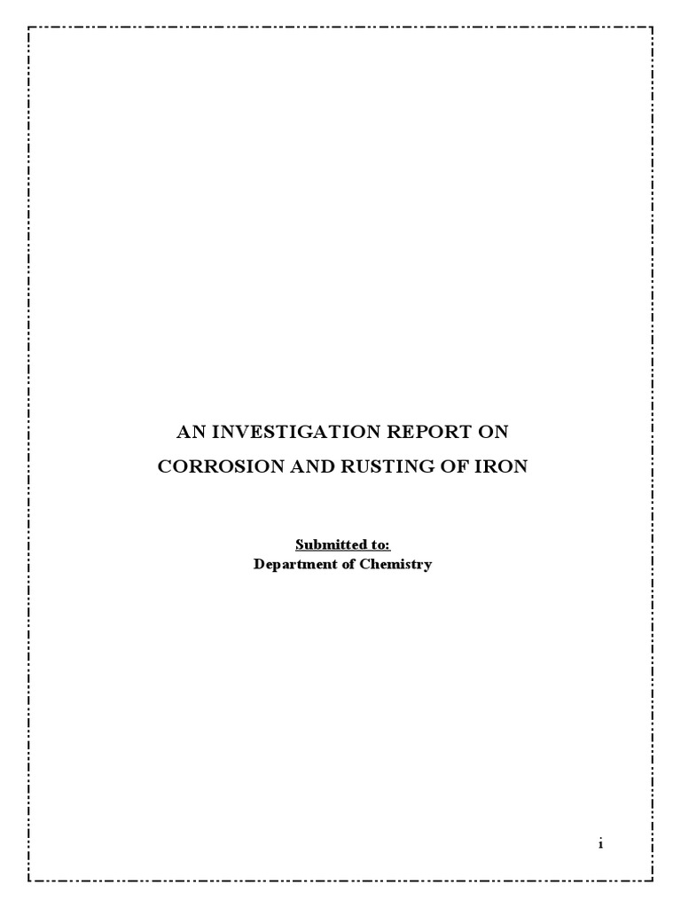An Investigative Report On Corrosion and Rusting of Iron | PDF | Art ...