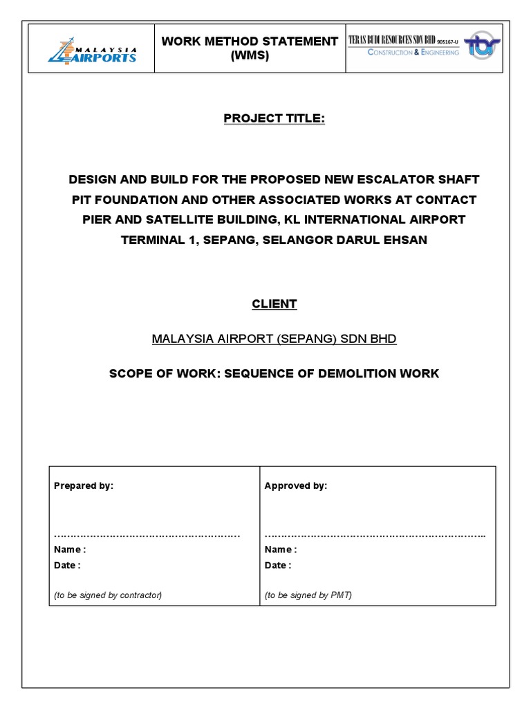 01 - WORK METHOD STATEMENT-Work Sequence of Demolition Work | PDF ...