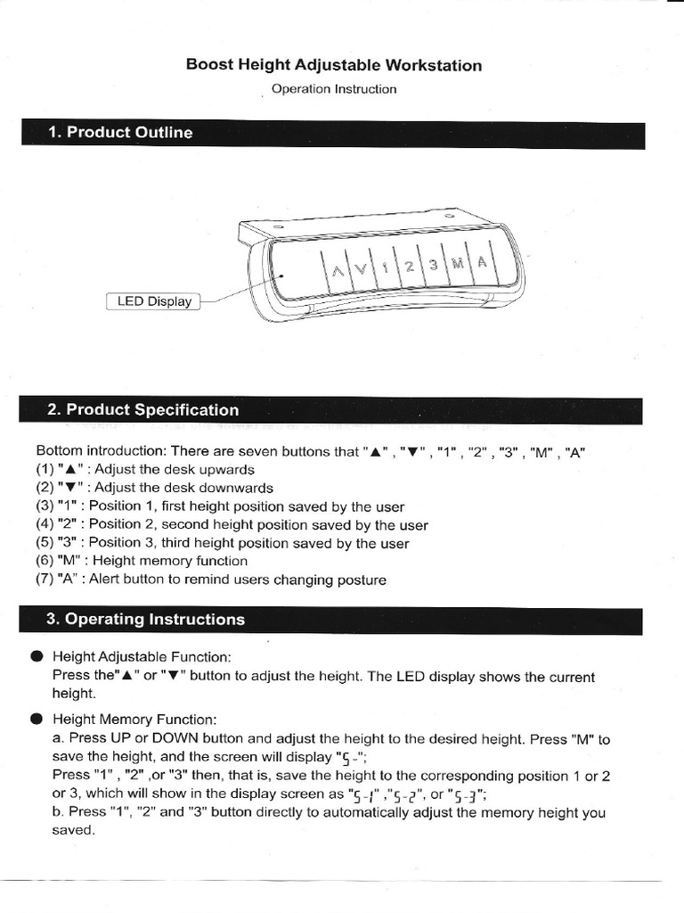 Boost Standing Desk Manual | PDF