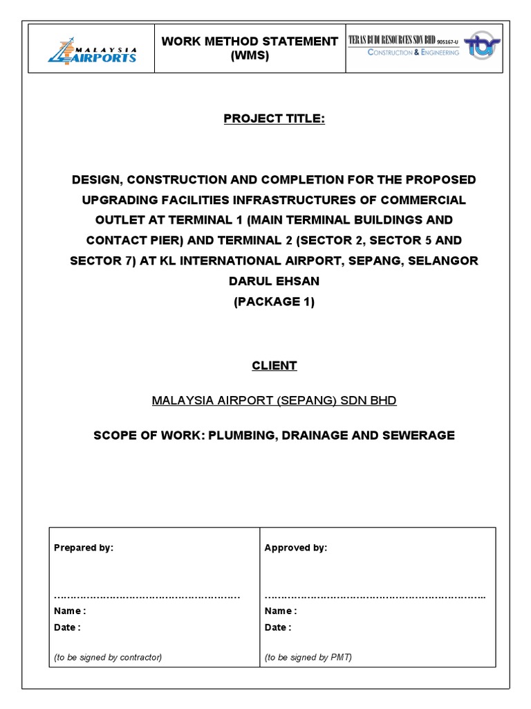 03 - Work Method Statement-Plumbing, Drainage - Sewerage | PDF ...