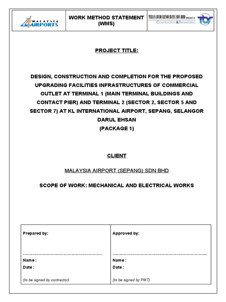 WMS for KLIA Infrastructure Upgrade | PDF | Duct (Flow) | Welding
