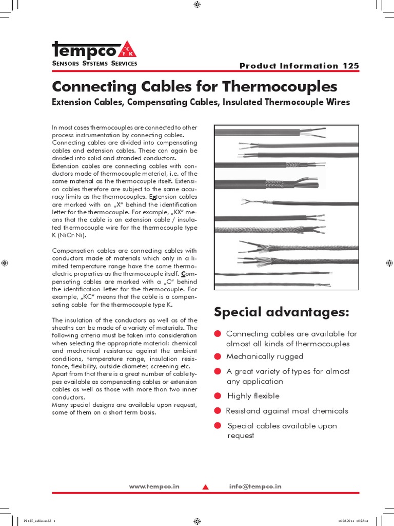 Tempco Thermocouple Cable PI 125_Cables_print | PDF
