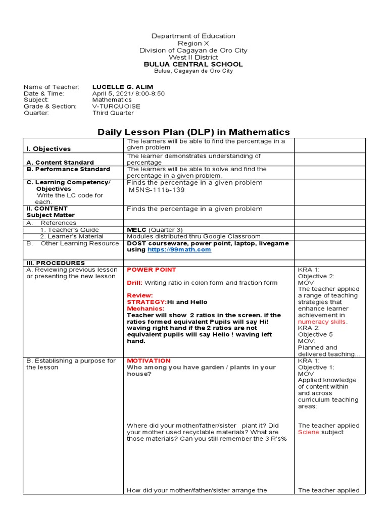 Detailed Lesson Plan Grade 3 | PDF | Teachers | Educational Technology