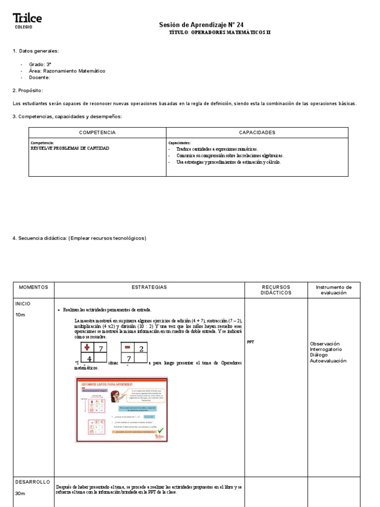 3° - RM - OPERADORES MATEMÁTICOS II - (Sesión) | PDF
