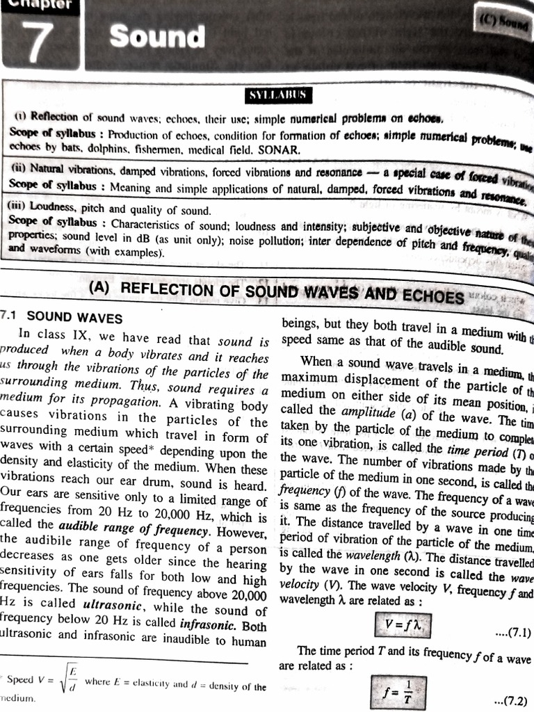 Class 10 Icse Physics CH7 Sound | PDF
