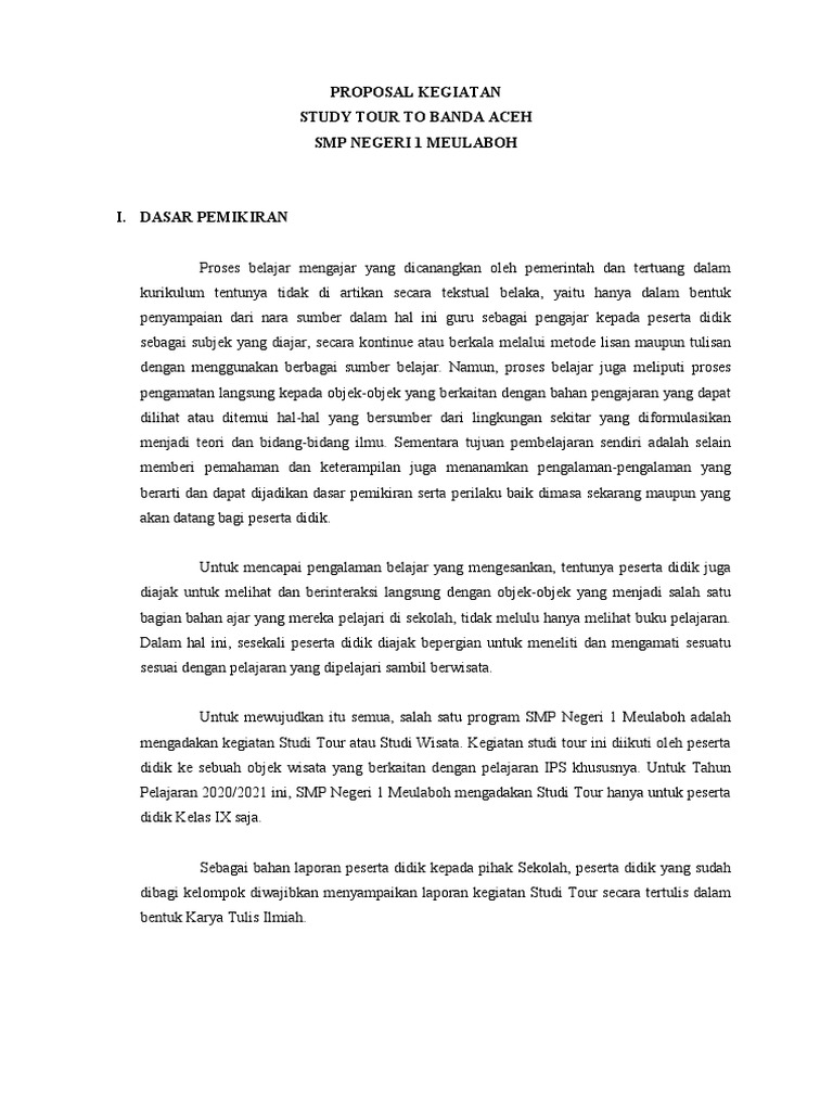 Proposal Karya Wisata | PDF