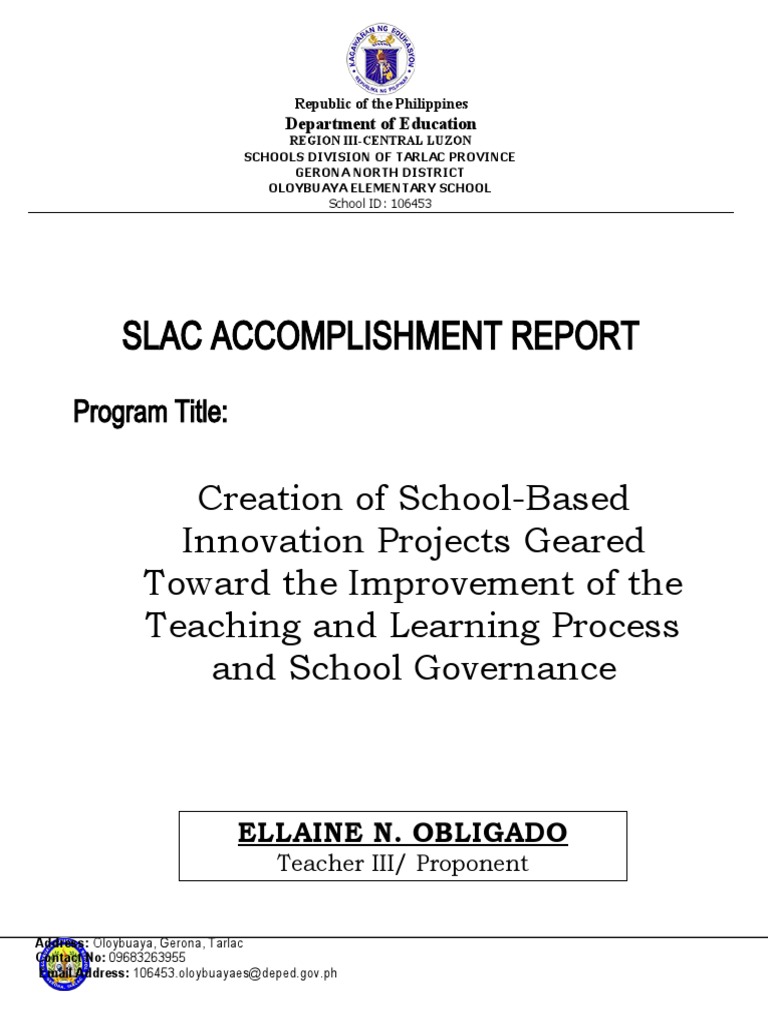 Accomplishment Slac Innovation | PDF