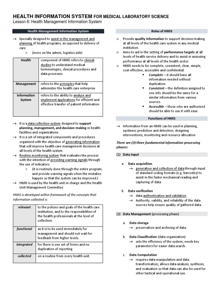 Lesson 6 - Health Management Information System | PDF