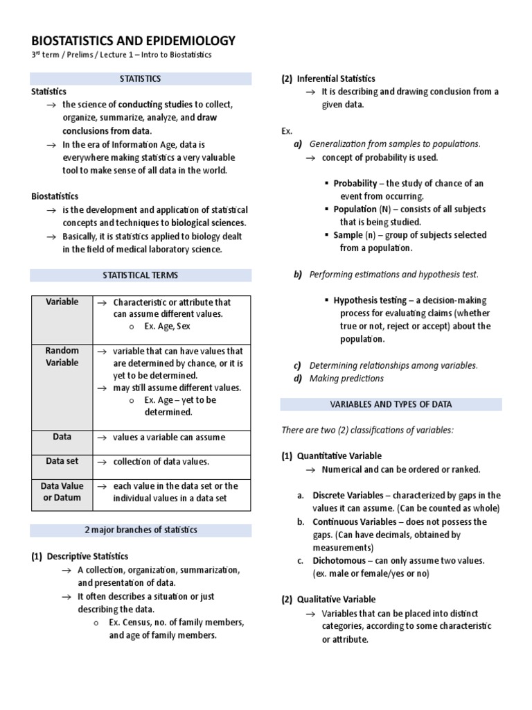 Biostats Lesson 1 | PDF | Teaching Methods & Materials