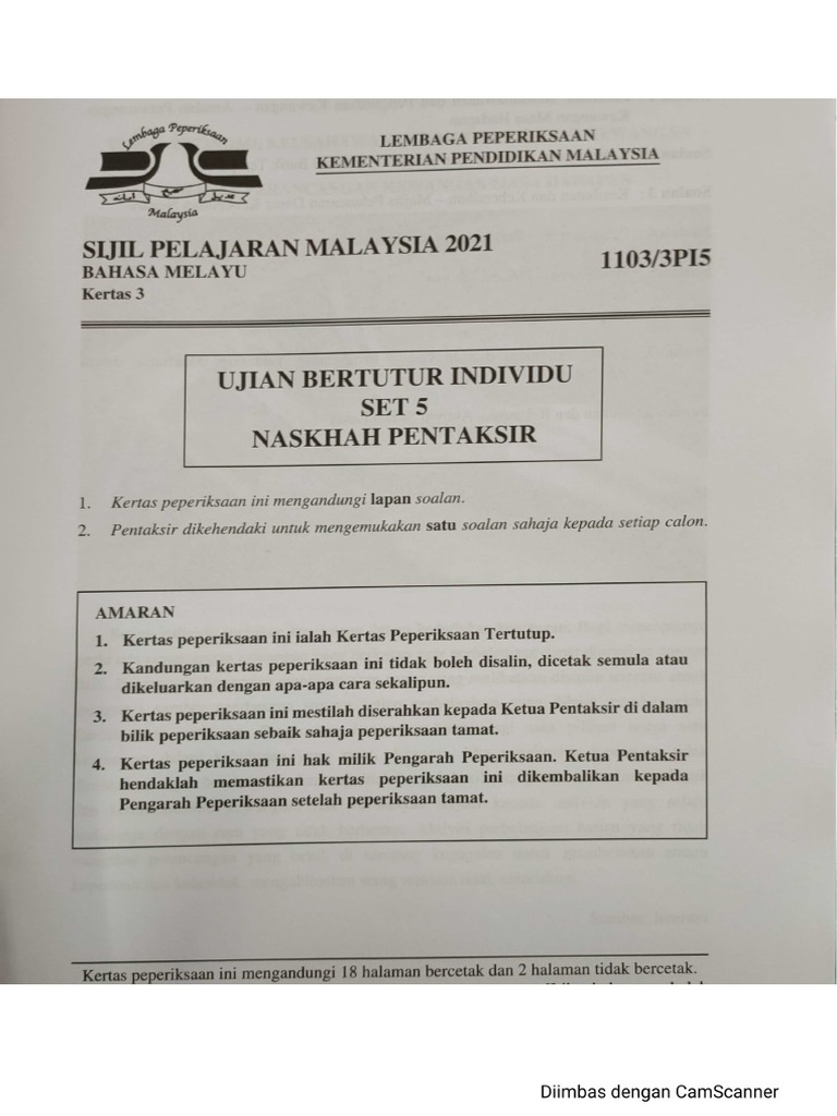 Soalan Ujian Bertutur Individu SPM 2021 | PDF