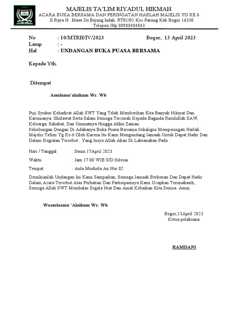 Undangan Bukber RH Fix | PDF