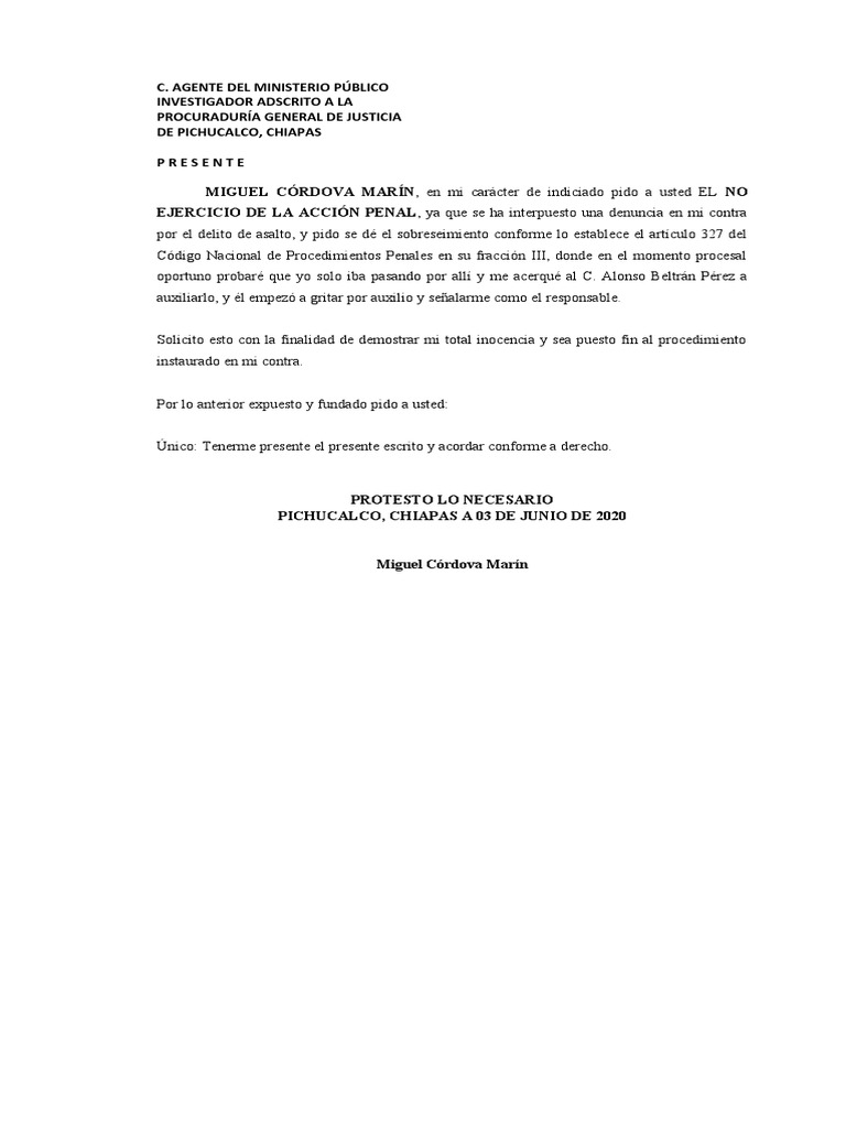 Solicitud Del Impu. Pidiendo Al MP No Impute | PDF