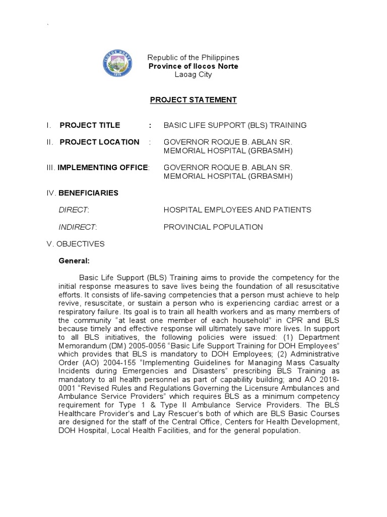 BLS Training at Gov. Roque Ablan Hospital | PDF