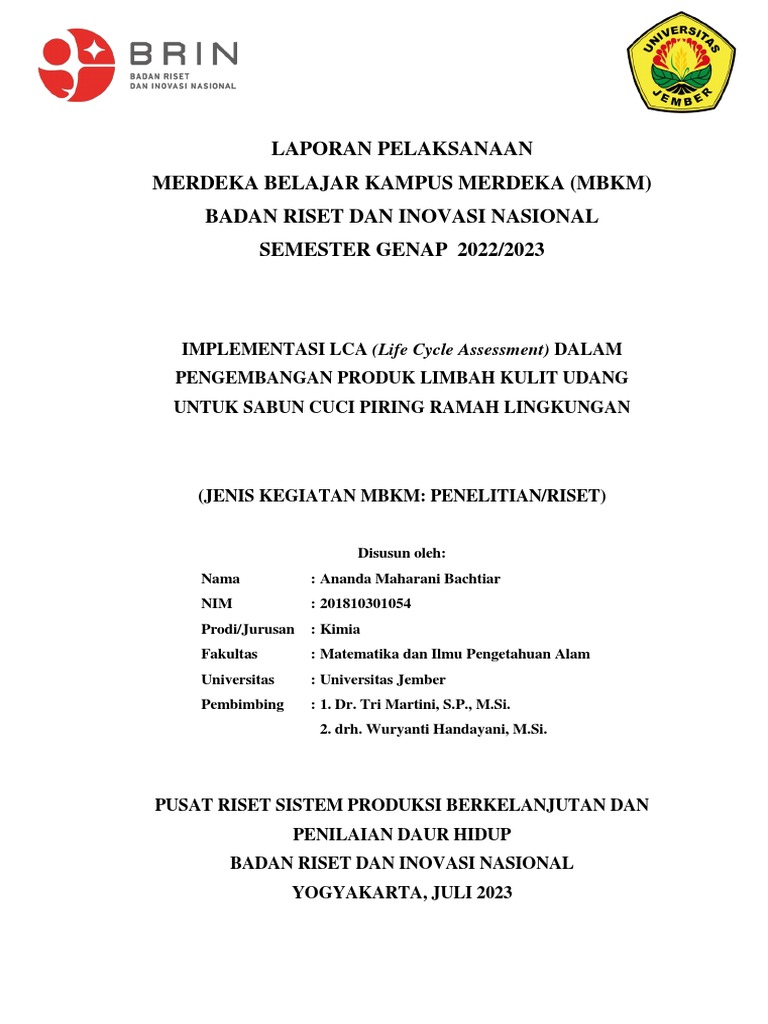 Laporan MBKM BRIN - Ananda Maharani Bachtiar | PDF Laporan MBKM BRIN - Ananda Maharani Bachtiar | PDF