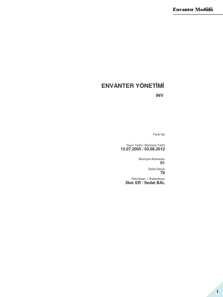 Inv Envanter Yöneti̇mi̇ | PDF