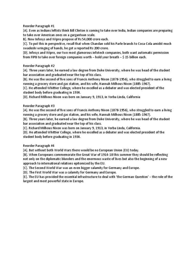 Reorder Paragraph | PDF