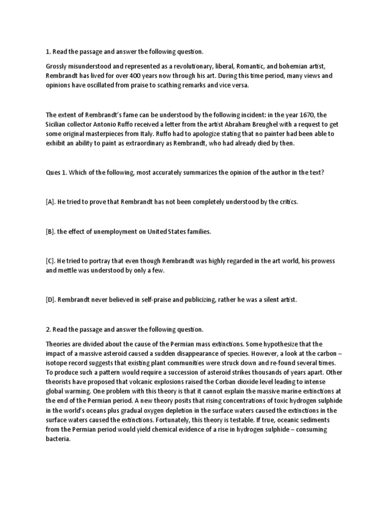 Reading Single Question Task | PDF