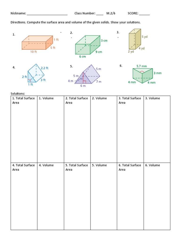 Surface Area and Volume Test | PDF