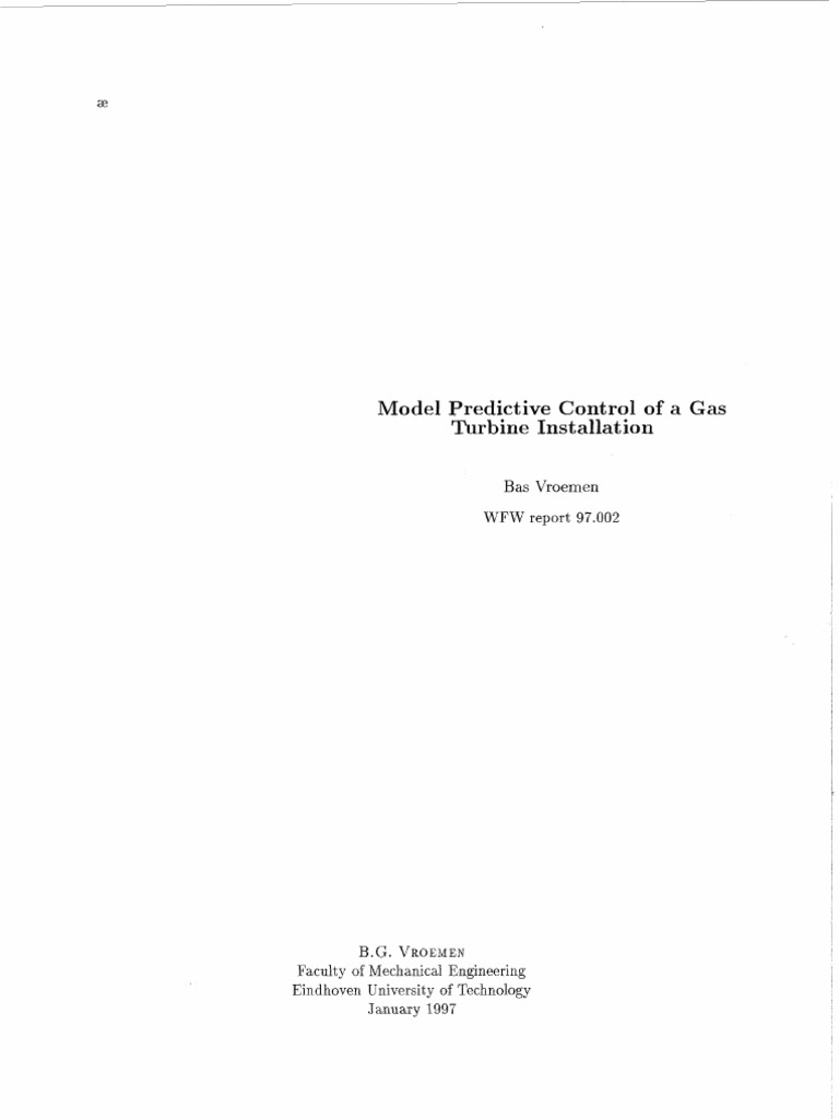 Model Predictive Control Of A Gas Turbine Pdf Kalman Filter Control Theory