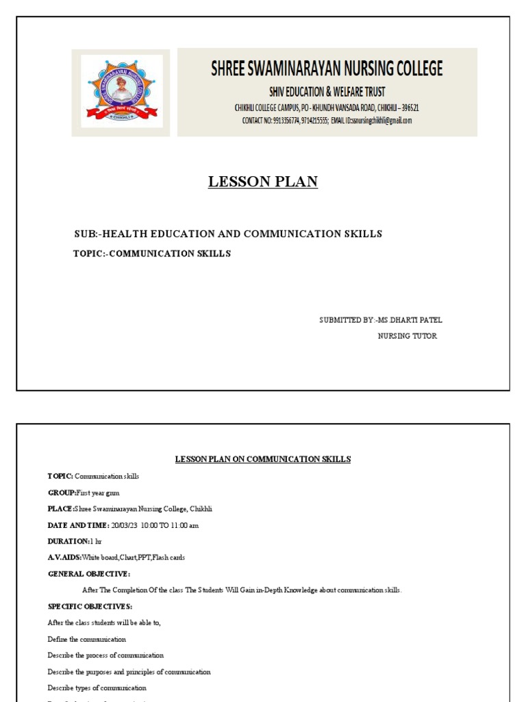 Communication Skills Lesson Plan | PDF | Communication | Code