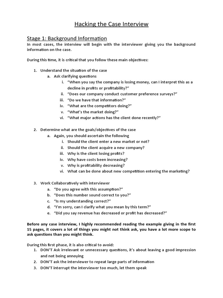 Hacking The Case Interview | PDF