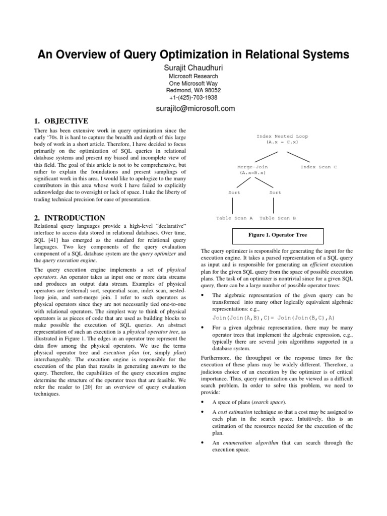 An Overview of Query Optimization in Relation Systems | Descargar gratis PDF | Statistics ...