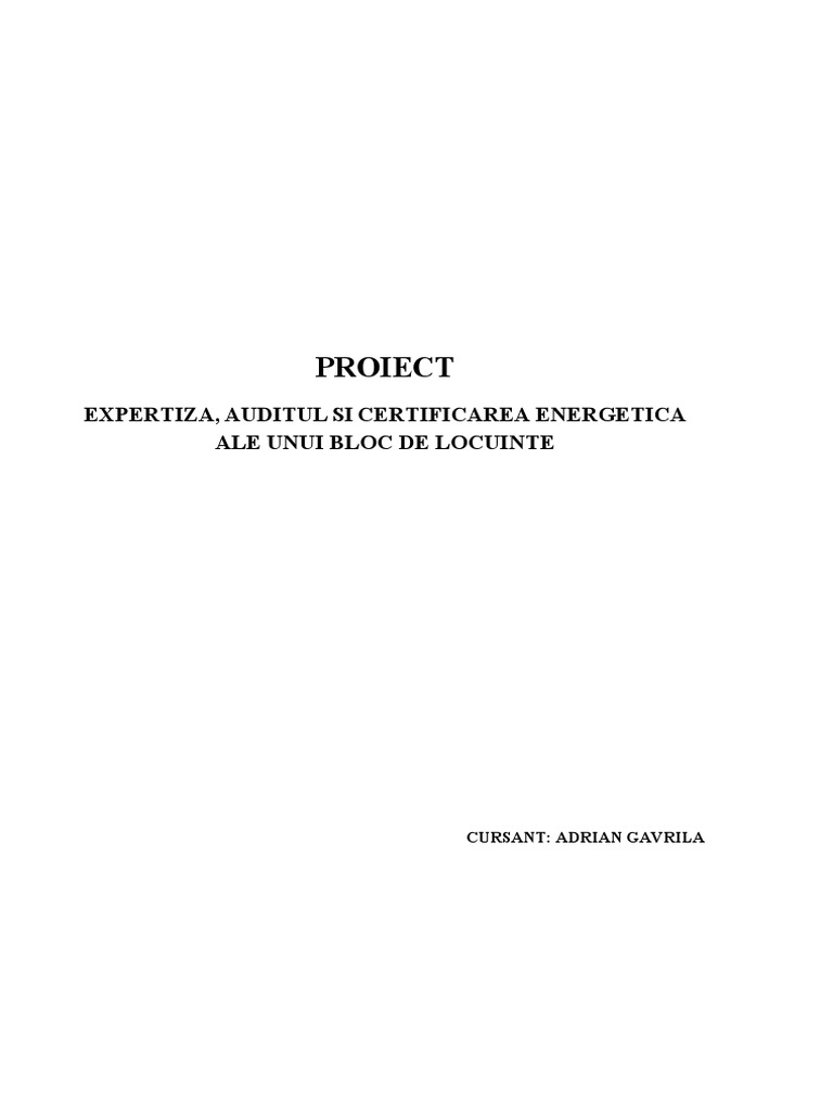 Proiect Audit Termoenergetic Gavrila Adrian | PDF