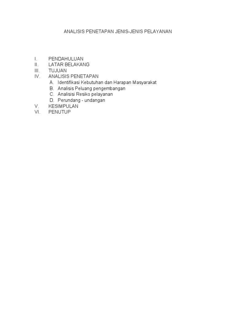 Analisis Penetapan Jenis Pelayanan | PDF