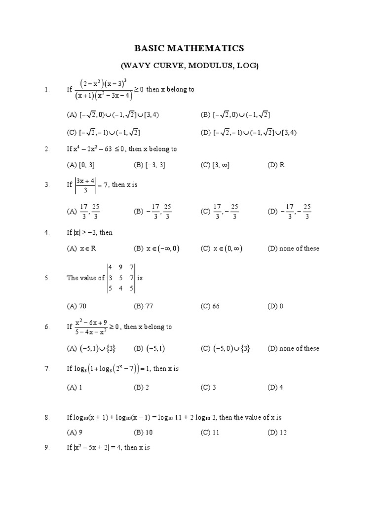 Basic Mathematics 1 (Wavy, Mod, Log) | PDF