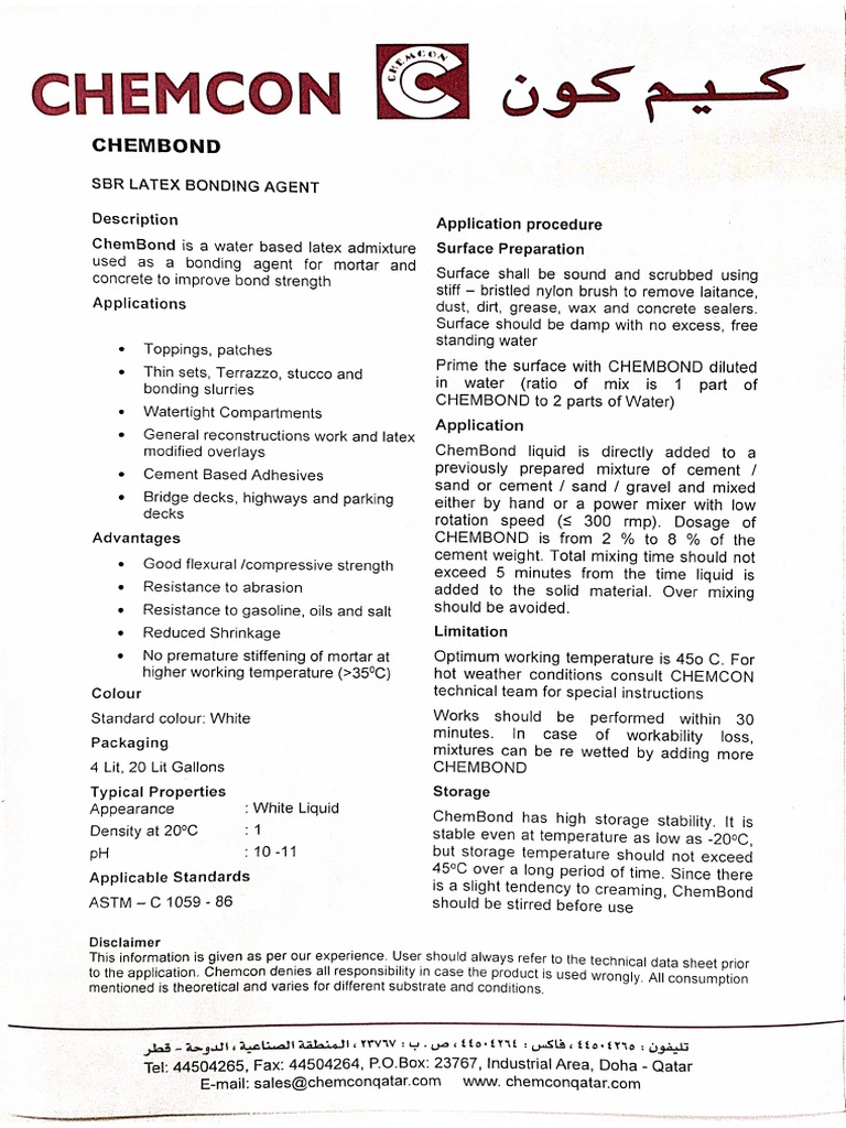 Chembond Data Sheet | PDF