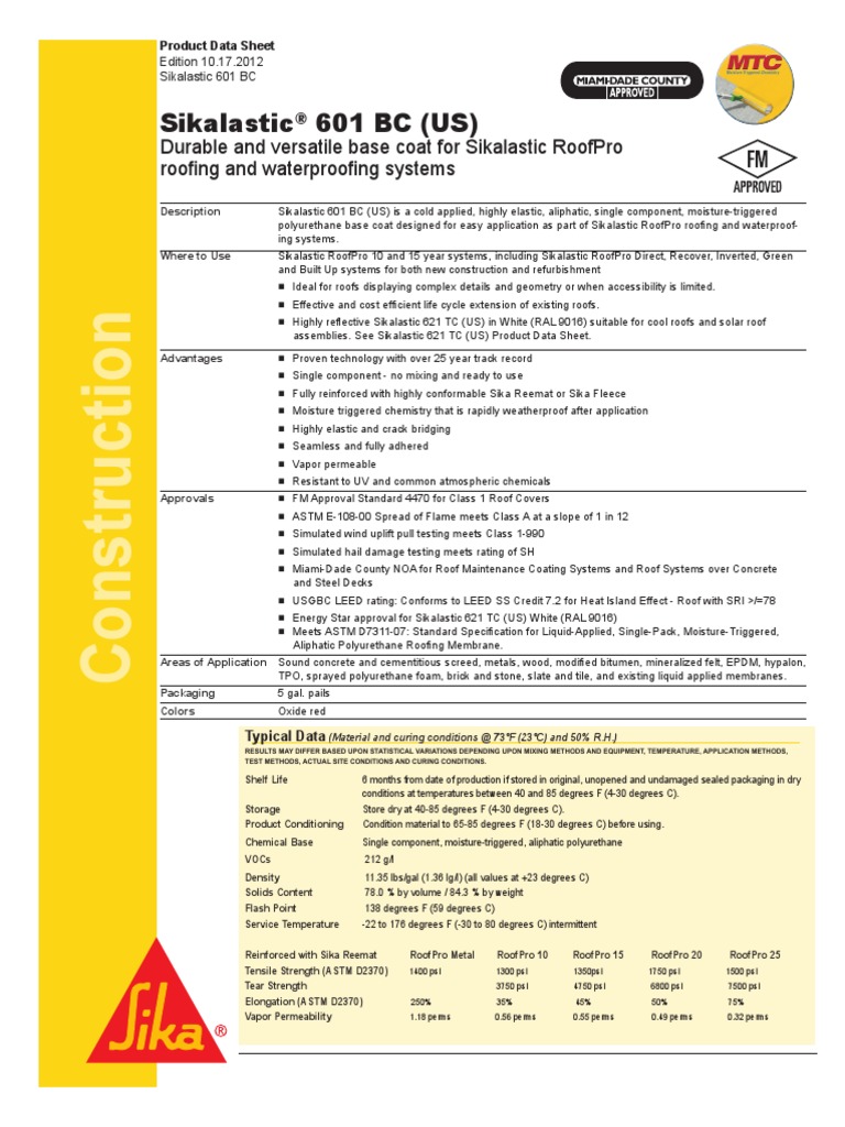 Tds-Cpd-Sikalastic 601 BC-us | PDF | Concrete | Materials