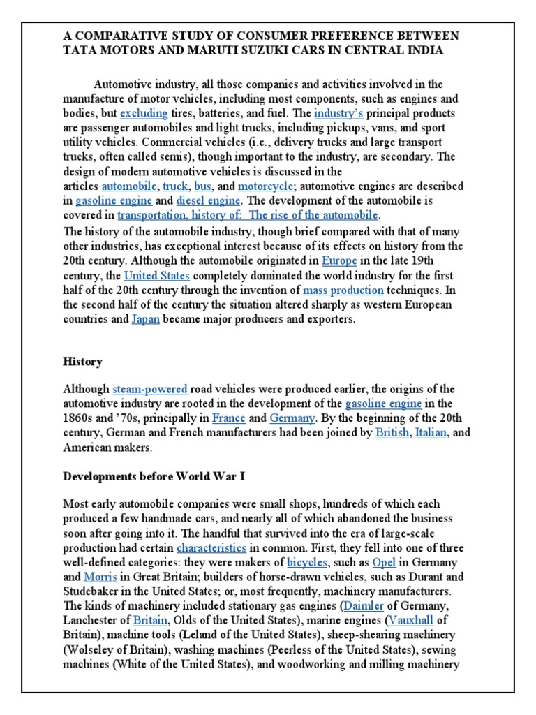 A Comparative Study of Consumer Preference Between Tata Motors and ...