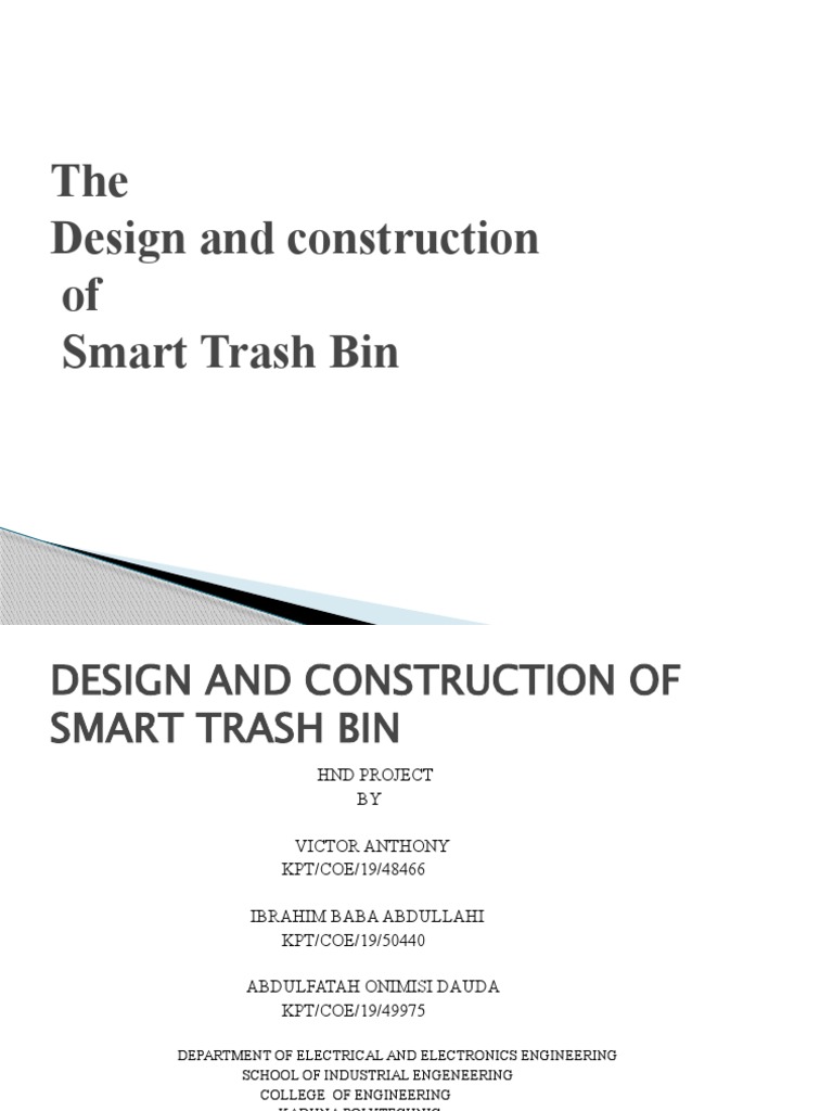 Construction of Smart Waste Bin Using Arduino | PDF