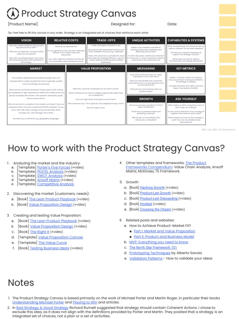 Product Strategy Canvas v1 1 1691063281 | PDF