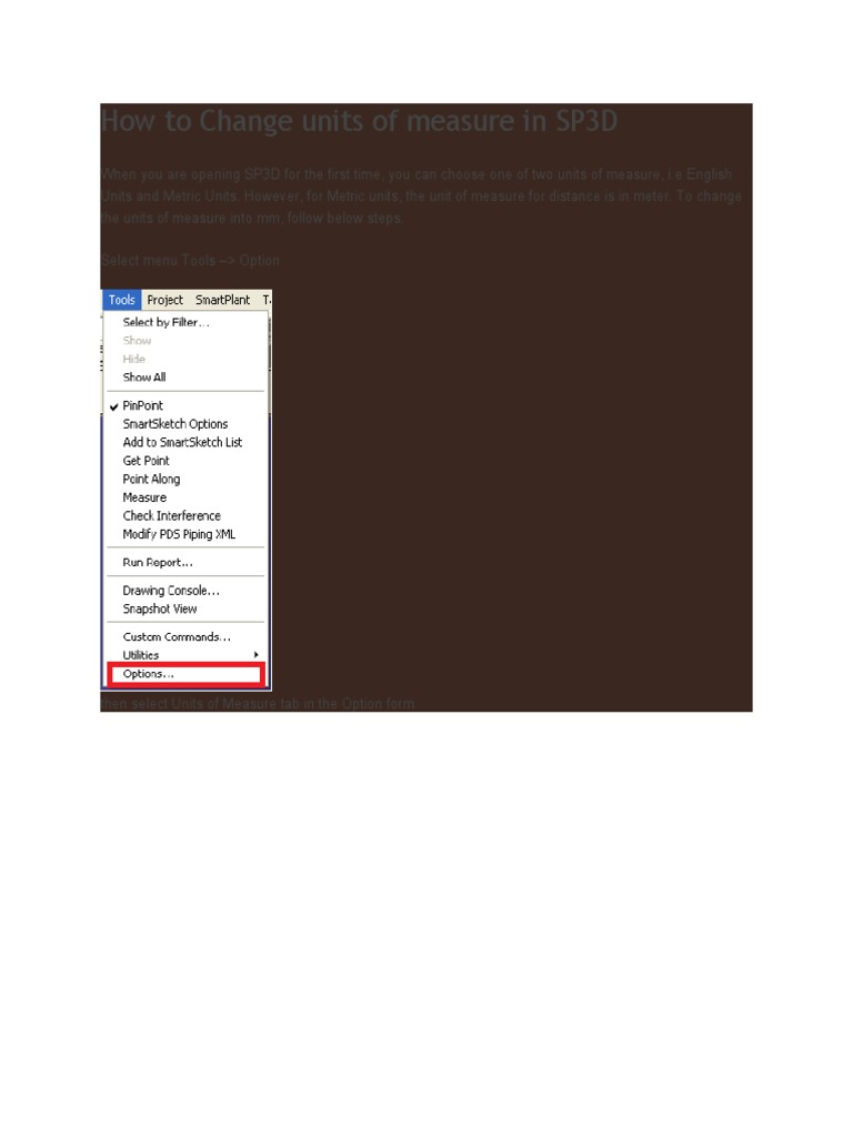 Change Measurement Units in SP3D | PDF