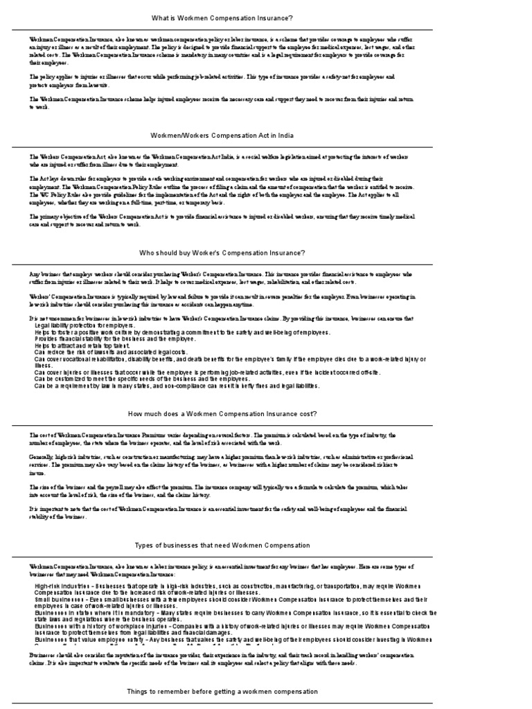 Workmen Compensation Insurance Policy - Buy WC Policy Online For ...