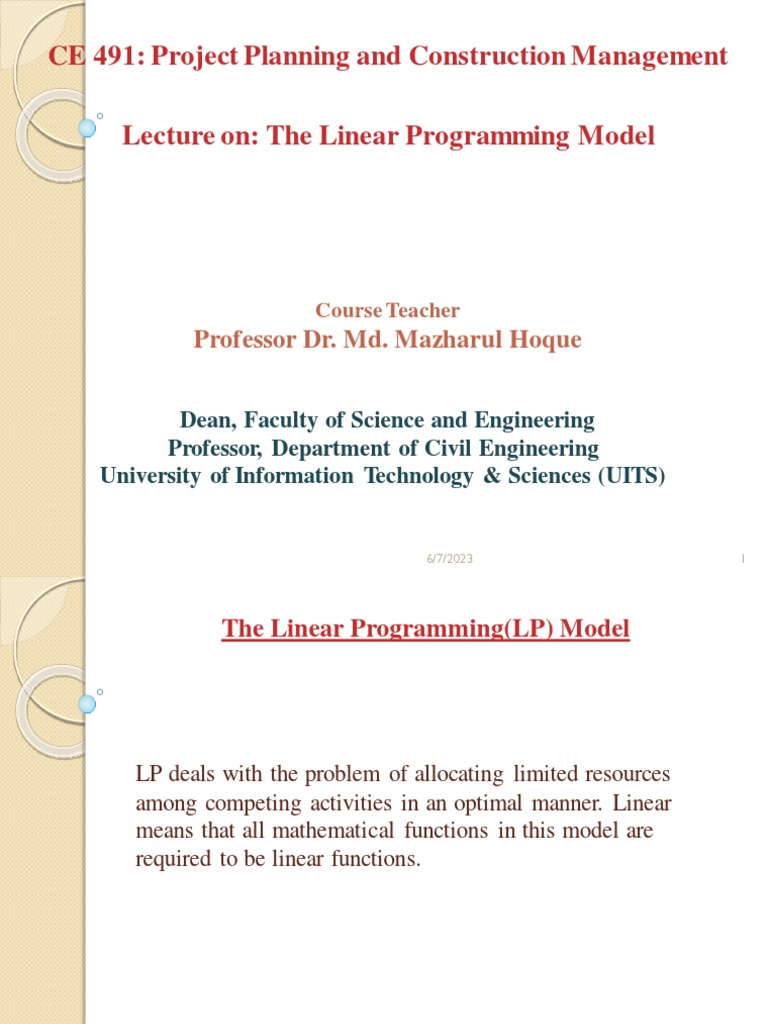 Linear Programming Model | PDF | Mathematical Optimization | Mathematics Linear Programming Model | PDF | Mathematical Optimization | Mathematics
