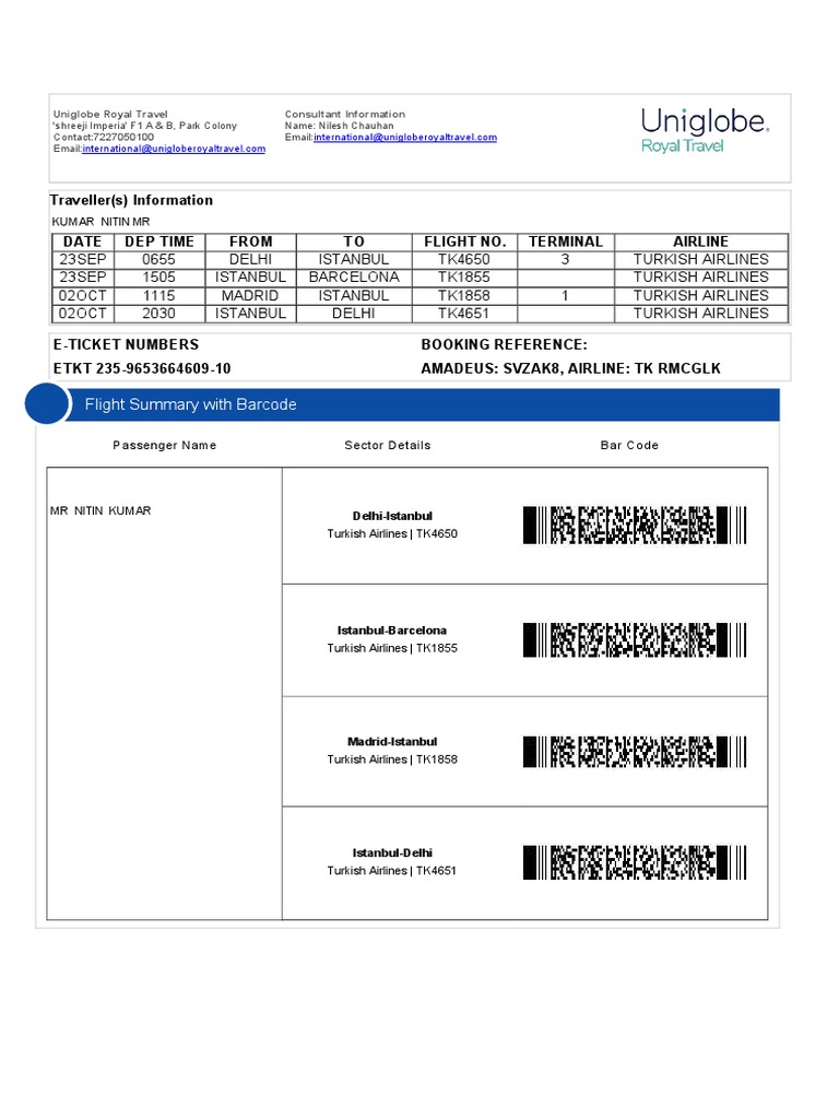 MR Nitin Kumar Air Ticket | PDF