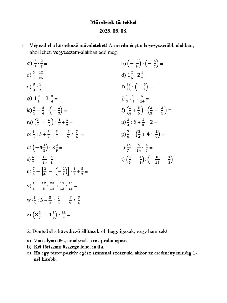 Matek Törtek | PDF