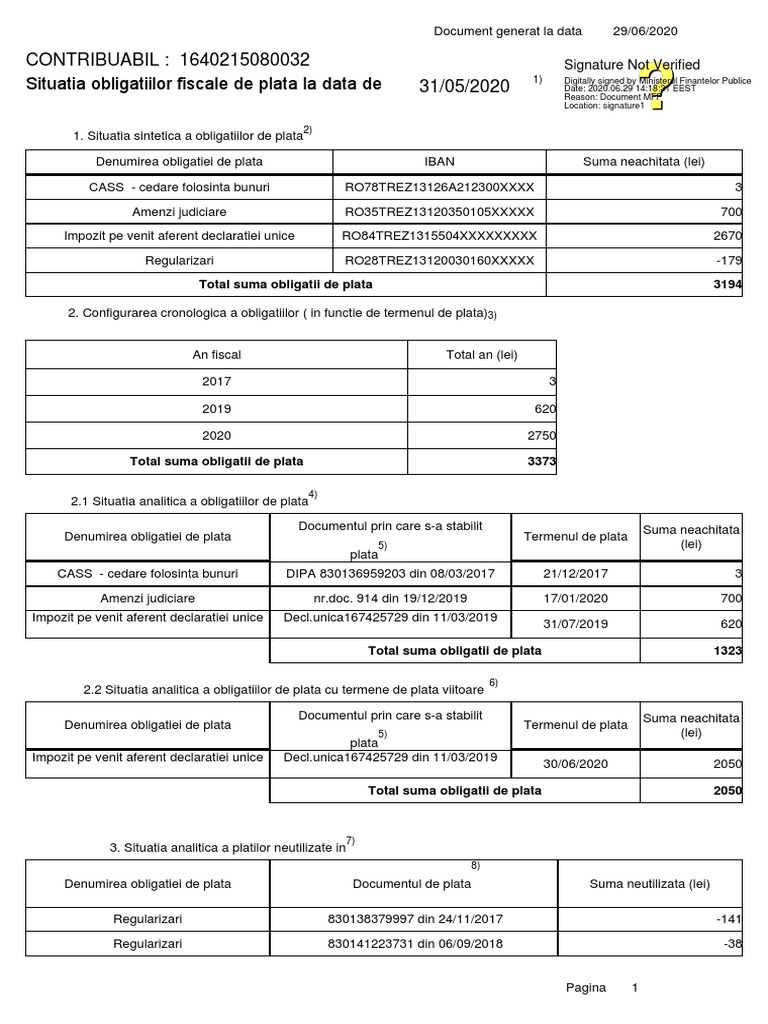 Obligatii de Plata | PDF
