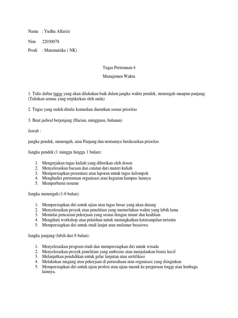 Tugas Managemen Waktu | PDF