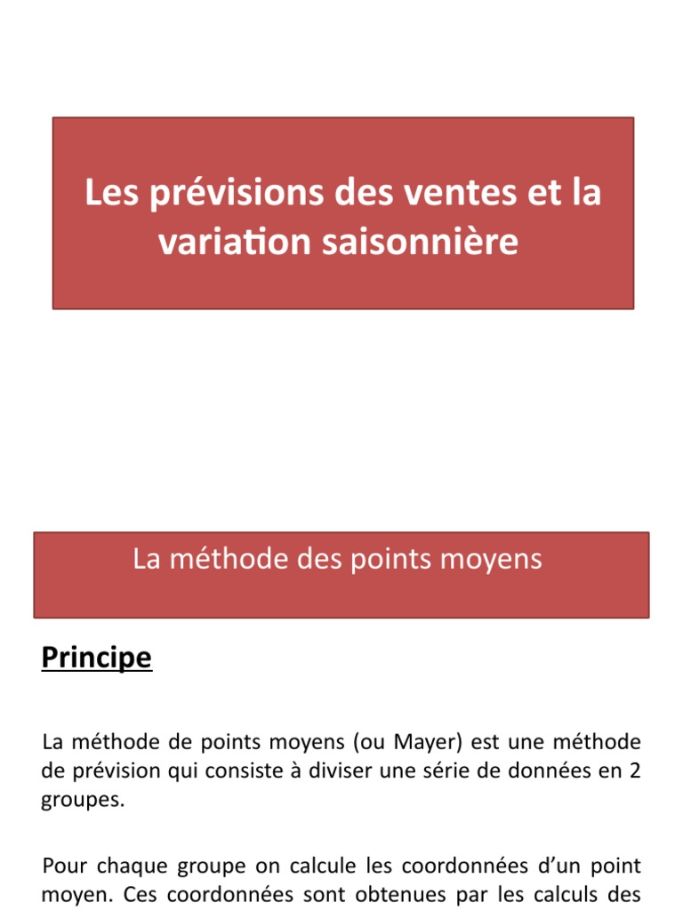 Les Prévisions Des Ventes Et La Variation Saisonnière | PDF