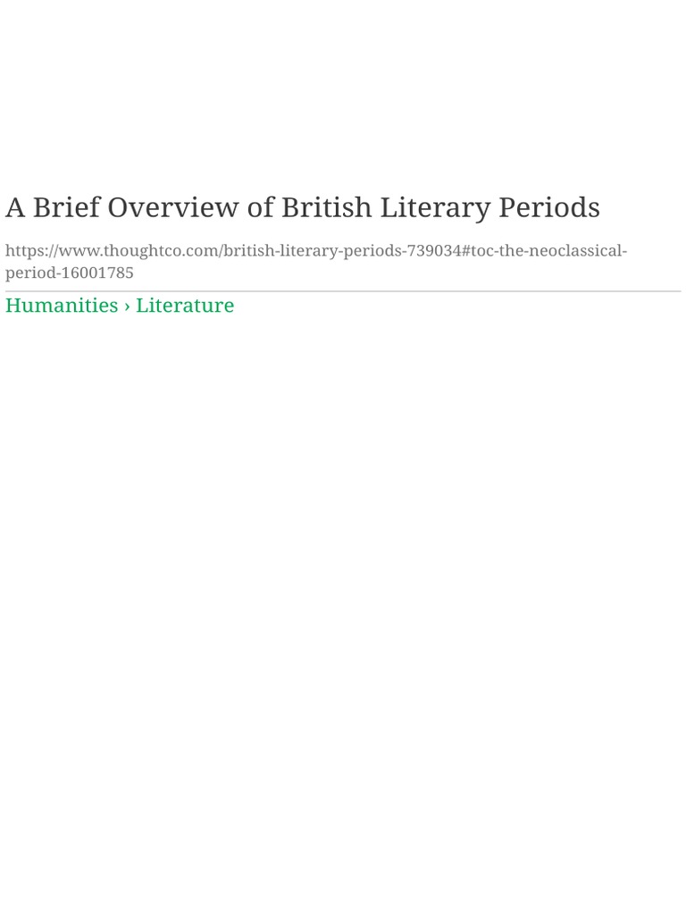 A Brief Overview of British Literary Periods+ | PDF
