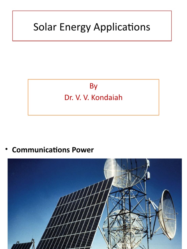 Solar Energy Applications Overview | PDF | Solar Power | Solar Energy