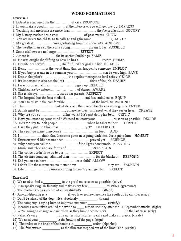 1 - Word Formation 1 | PDF